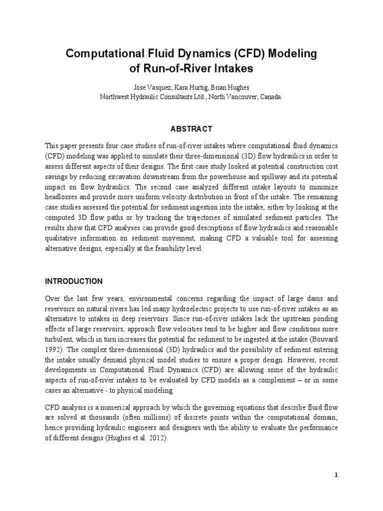 CFD Modeling for Run-of-River Intakes | PDF | Spillway | Computational ...