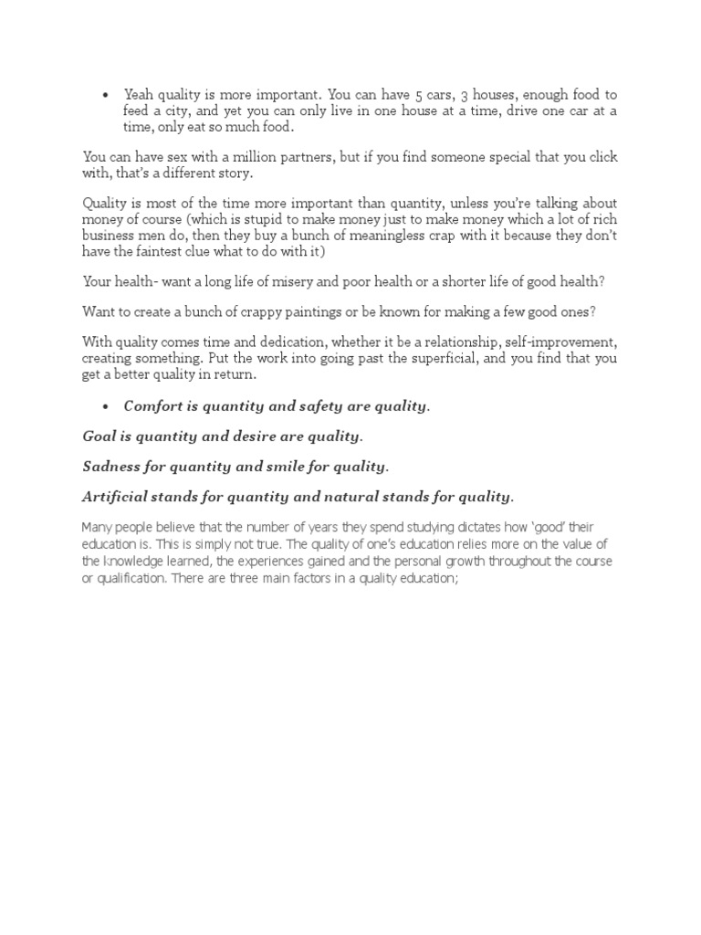 Quality Vs Quantity | PDF