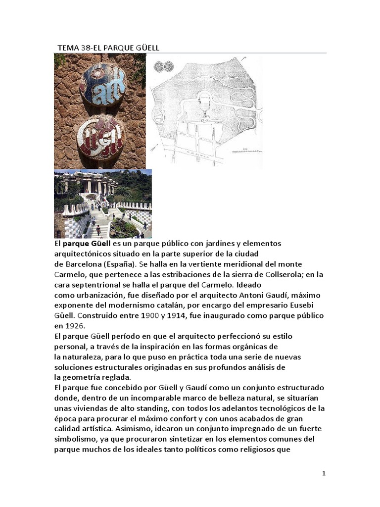 El Parque Guell | PDF | Ciencias sociales | Viajes y turismo