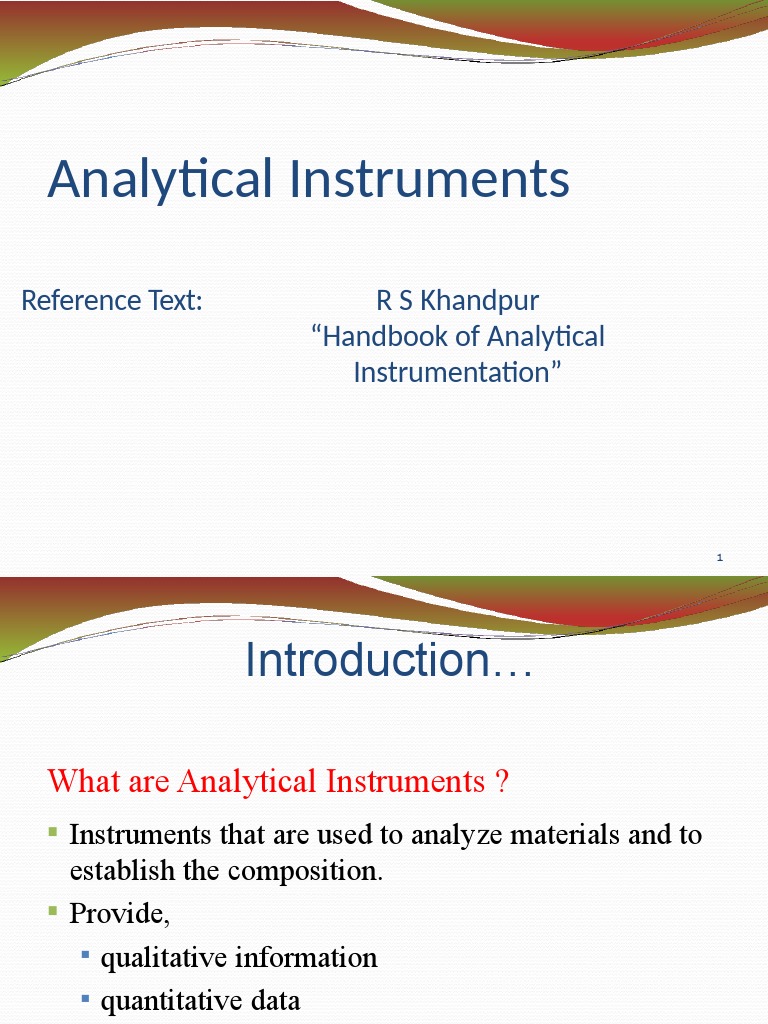 Analytical Instruments: Reference Text: R S Khandpur "Handbook of ...