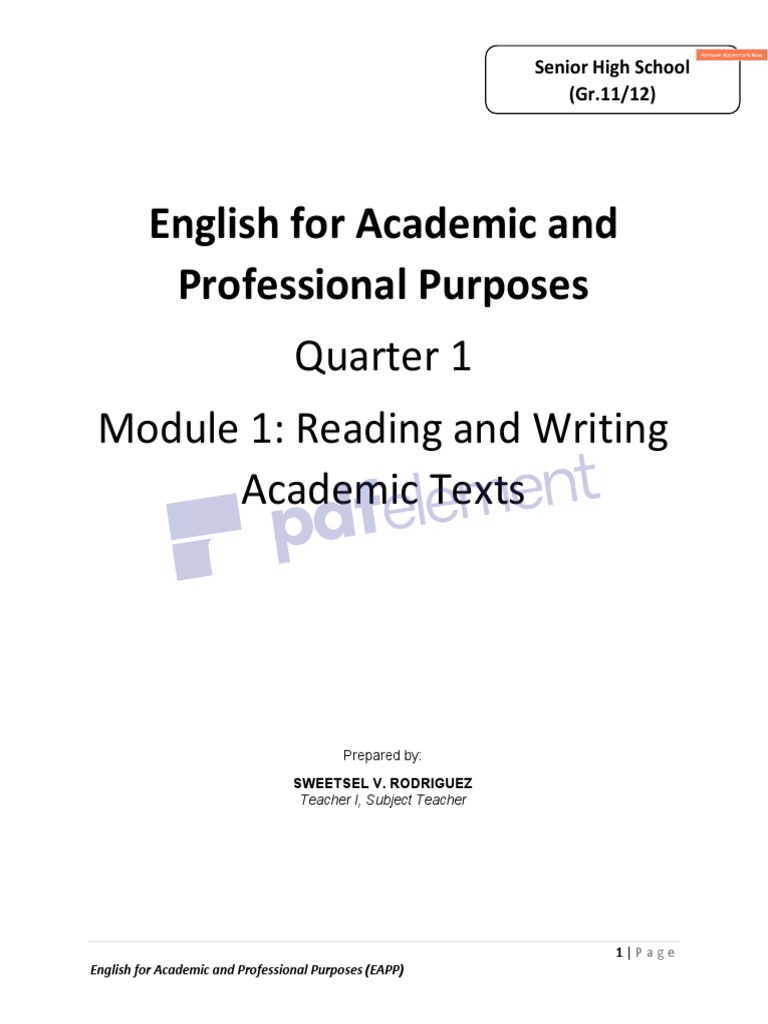 Module 1: Understanding Academic Reading and Writing | PDF | Thesis ...