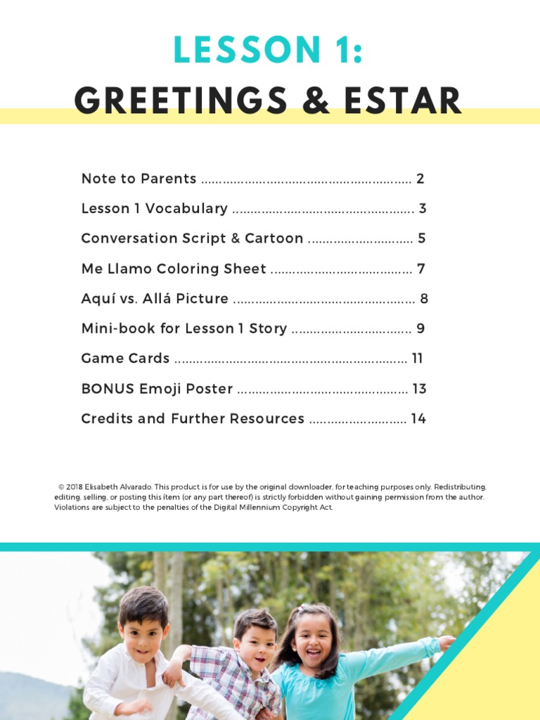 Lesson 1 - Greetings & Estar Spanish Toolkit (Merged) | PDF