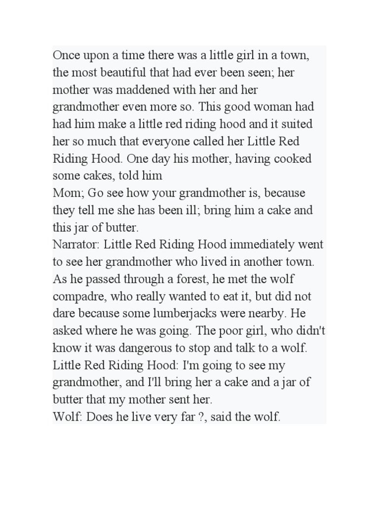 Cuento Caperucita Roja en Inglés | PDF | Little Red Riding Hood