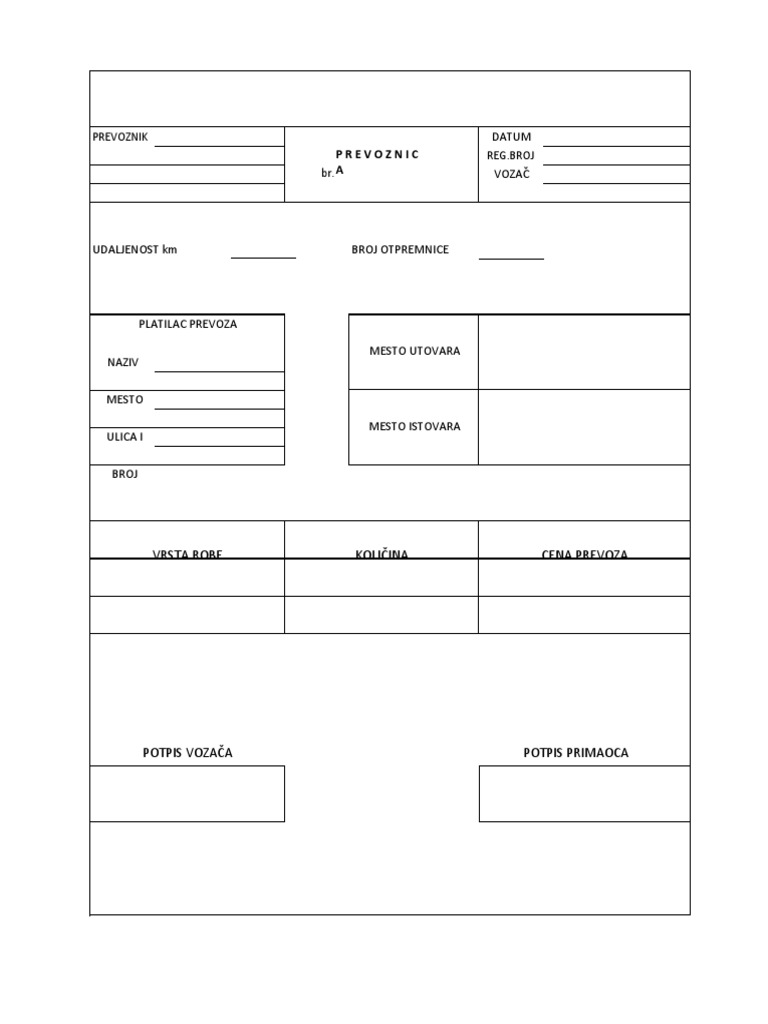 Prevoznica | PDF