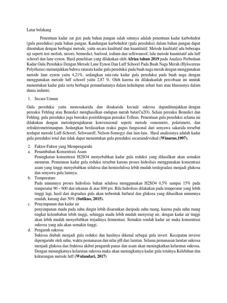 Faktor, Keunggulan Kelemahan Fehling Dan Luff Test | PDF | Sains ...