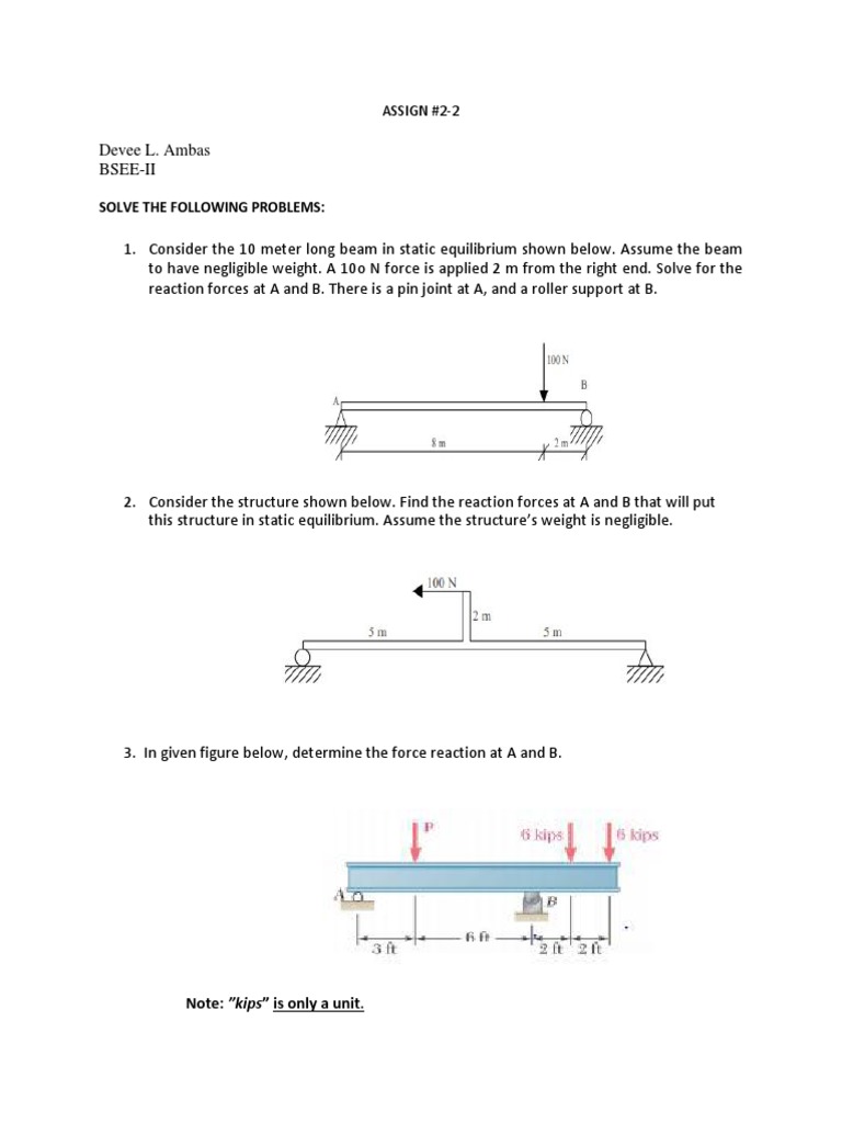 Solve The Following Problems:: ASSIGN #2-2 | PDF