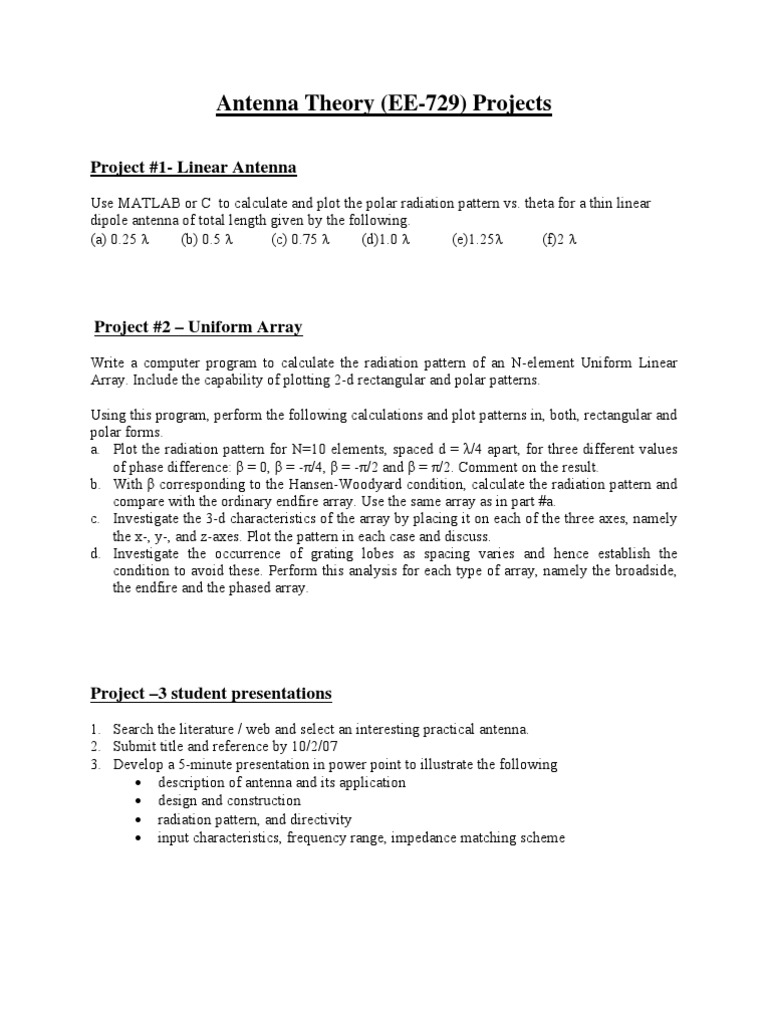 Antenna Design Projects Overview | PDF | Antenna (Radio) | Broadcast ...