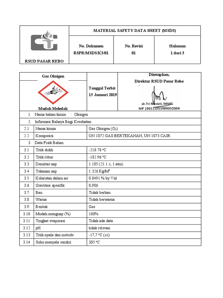 MSDS Oksigen | PDF