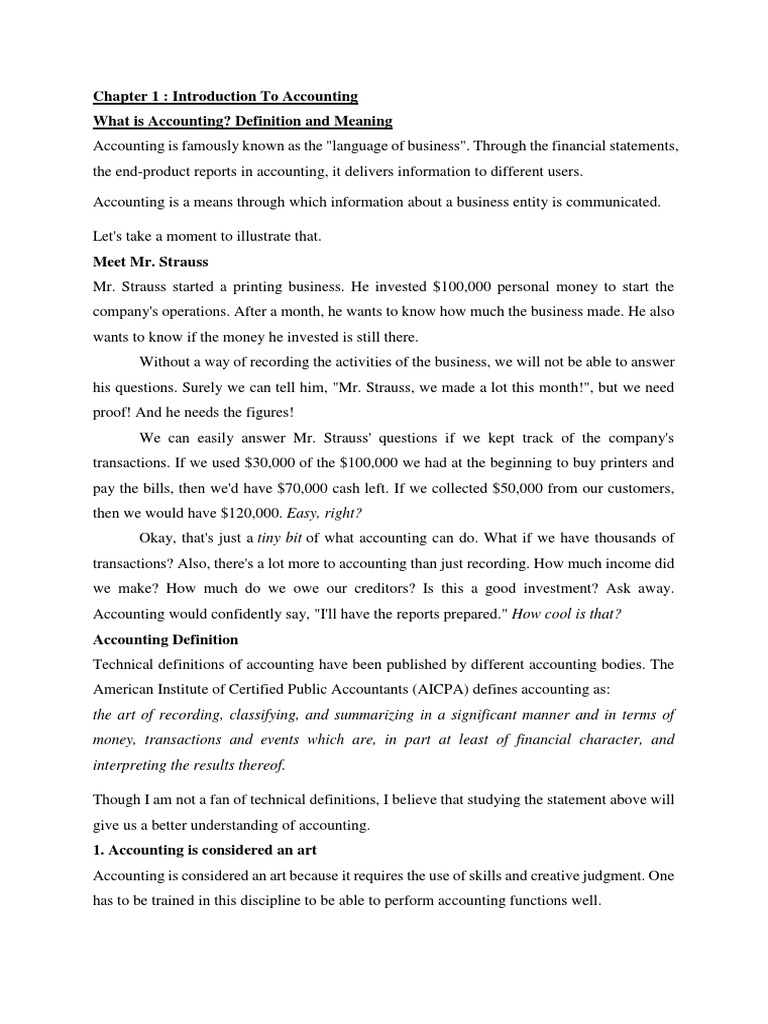 Chapter 1 Accounting | PDF | Limited Liability Company | Accounting