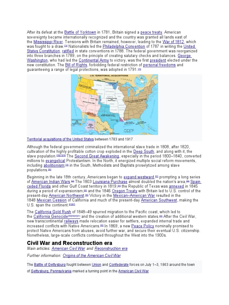Civil War and Reconstruction Era: Territorial Acquisitions of The ...