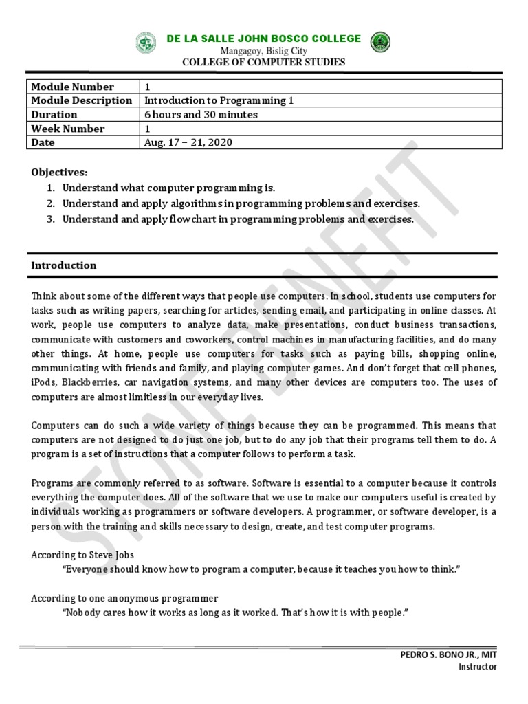 Module1 PDF | PDF | Computer Program | Programming