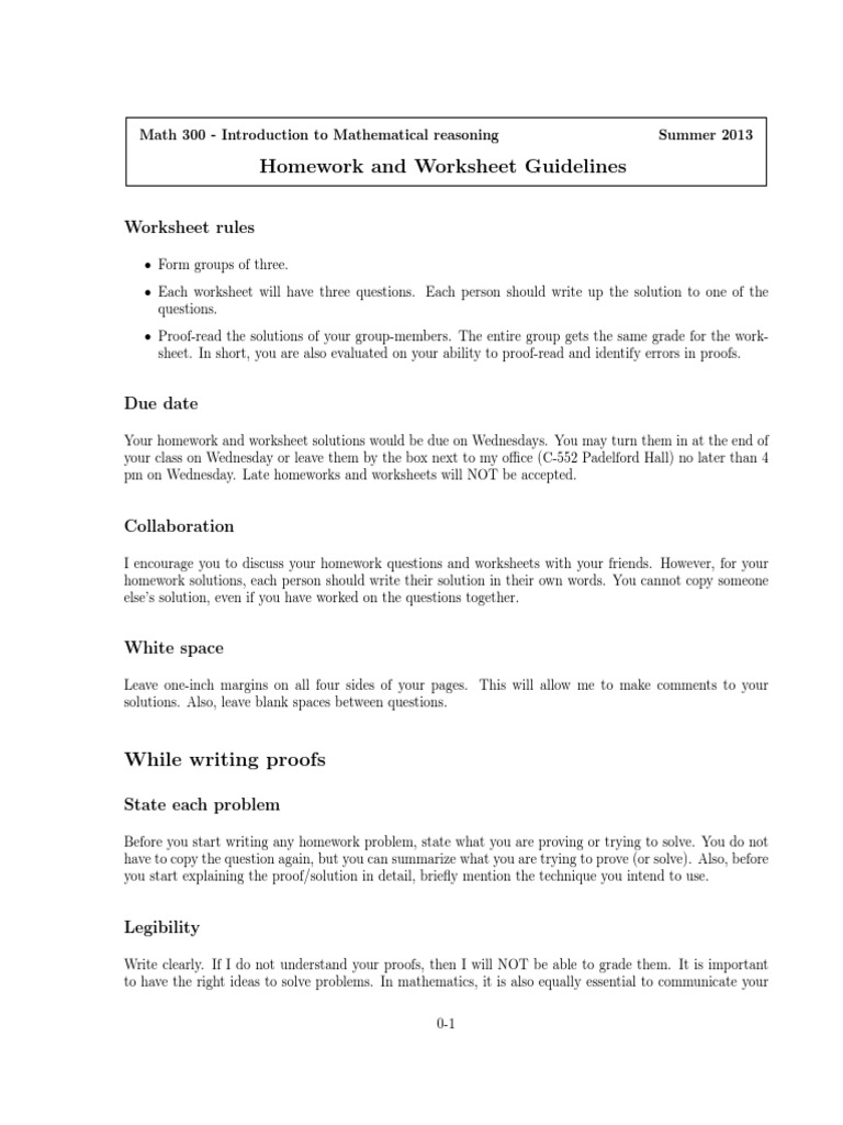 Homework and Worksheet Guidelines | PDF | Worksheet | Homework