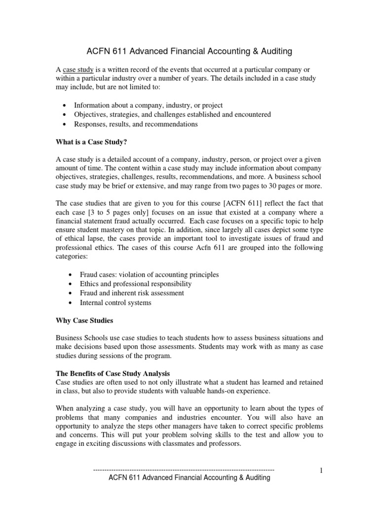 An Analysis of Case Studies on Financial Statement Fraud: Strengthening ...