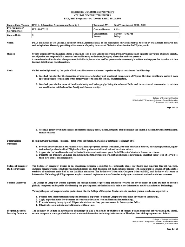 IT 311 - Information Assurance and Security 1 | Download Free PDF ...