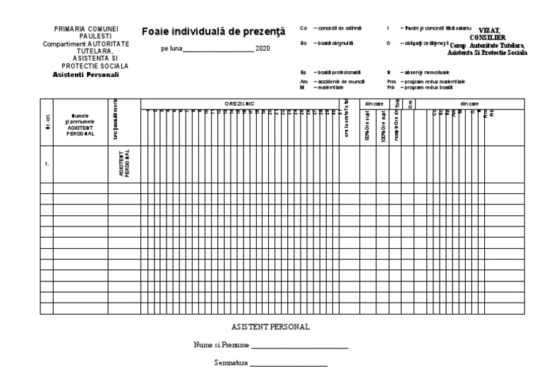 Pontaj Model | PDF