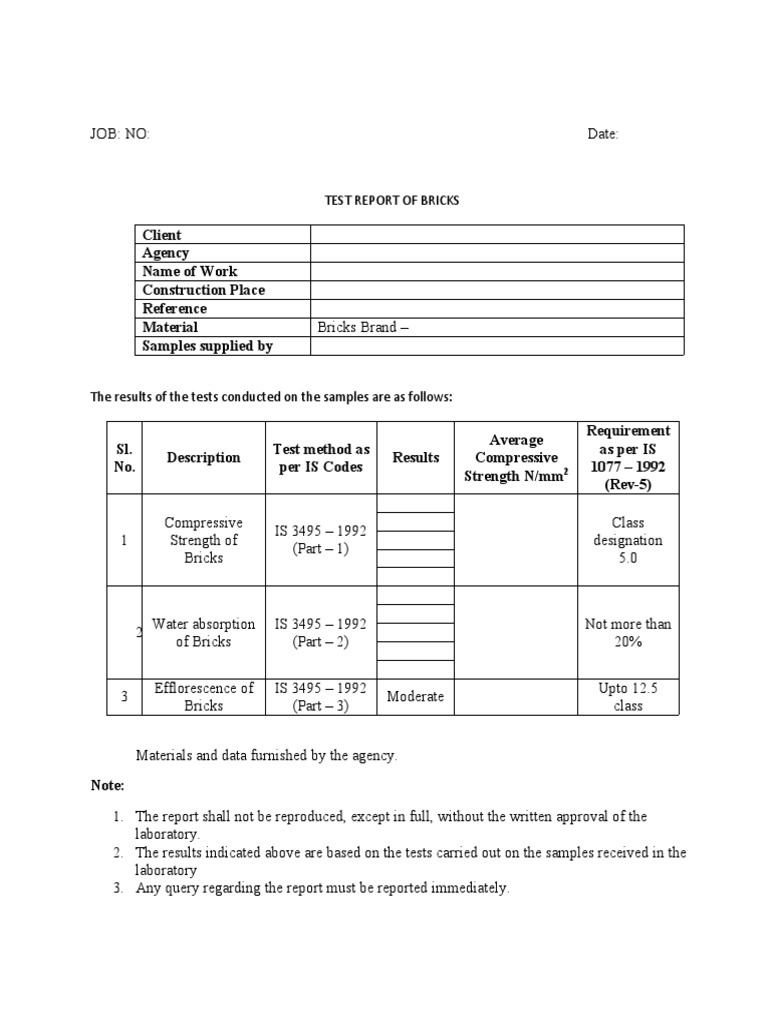 Brick Test Report | PDF