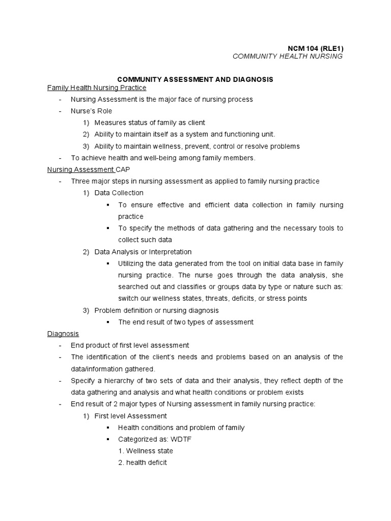 NCM 104 (RLE1) : Community Health Nursing | PDF