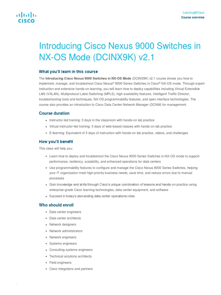Introducing Cisco Nexus 9000 Switches in NX-OS Mode (DCINX9K) v2.1 | PDF | Cisco Systems ...