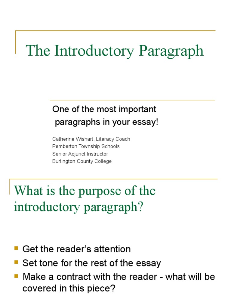 The Introductory Paragraph: One of The Most Important Paragraphs in ...