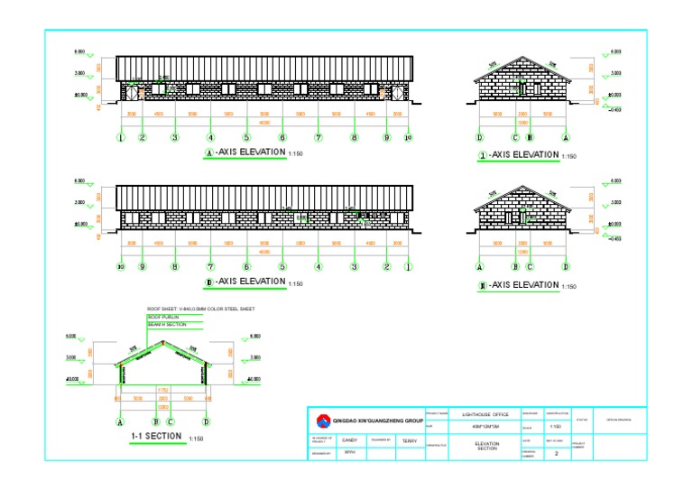 Axis Elevation - Axis Elevation: Roof Purlin Roof Sheet: V-840,0.5Mm ...
