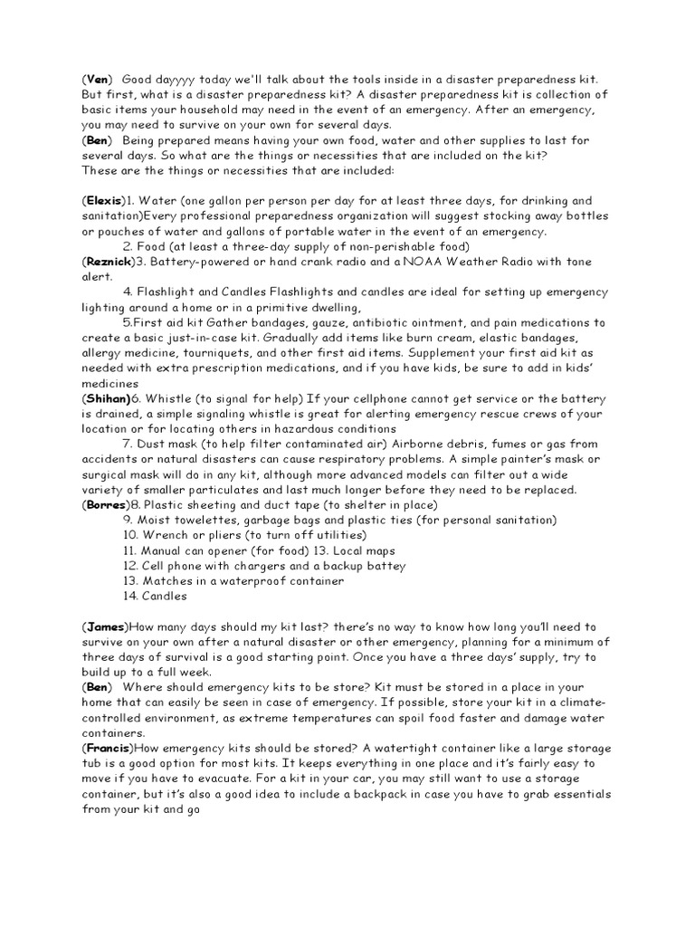 Script Science Vid Presentation | PDF | Emergency Incident | Disaster ...