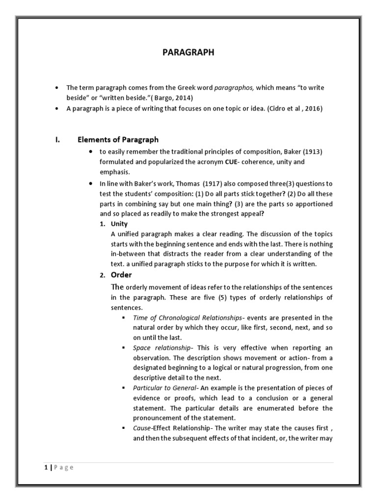 Key Elements of Effective Paragraphs | PDF | Paragraph | Sentence ...