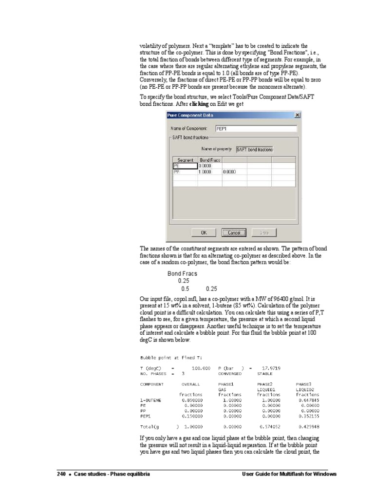 240 Case Studies - Phase Equilibria User Guide For Multiflash For Windows | PDF | Phase (Matter ...
