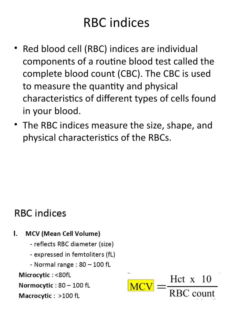RBC Indices | PDF
