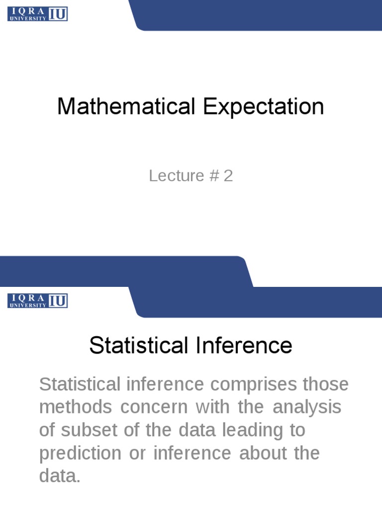 Mathematical Expectation: Lecture # 2 | PDF | Probability Distribution | Random Variable