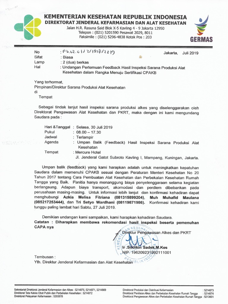 Undangan Feedback Alkes 30 Juli 2019 PDF | PDF