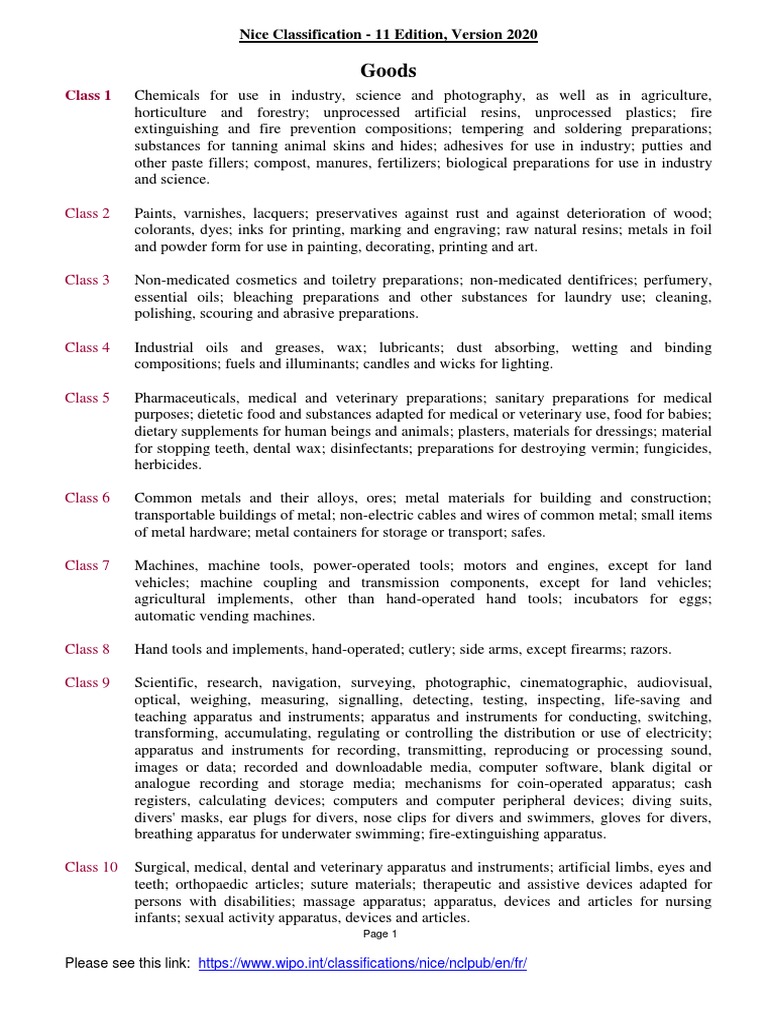 NICE Classification 2020 Version ENGLISH | PDF | Foods | Nature
