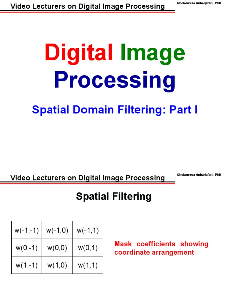 Spatial Filter-I | PDF | Filter (Signal Processing) | Video