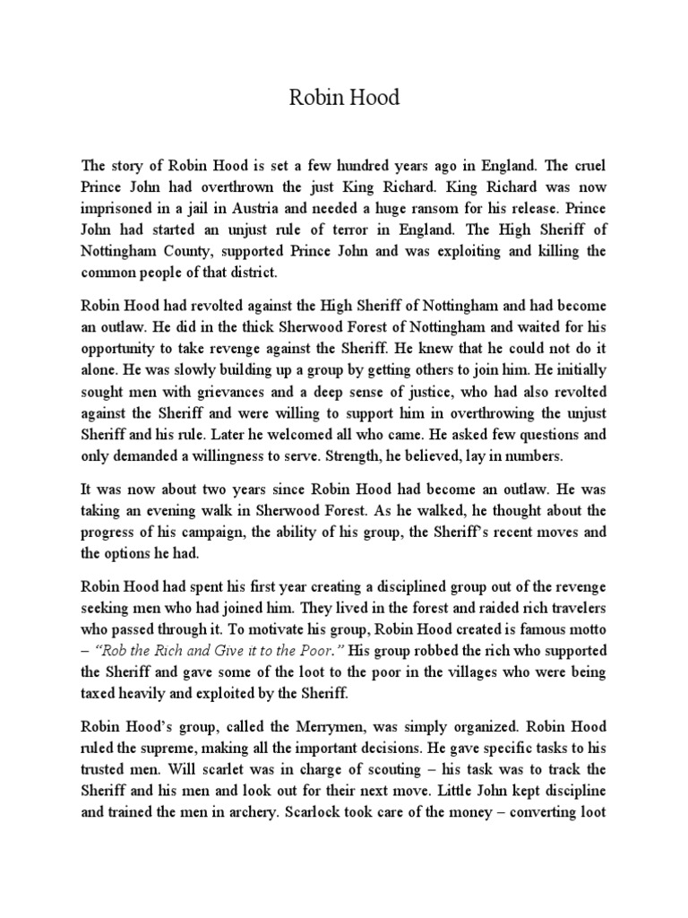 Robin Hood - Case Study | PDF | Robin Hood | Richard I Of England