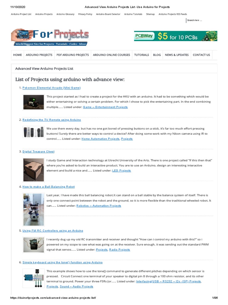 Advanced View Arduino Projects List Use Arduino For Projects Pdf Arduino Robot 2356