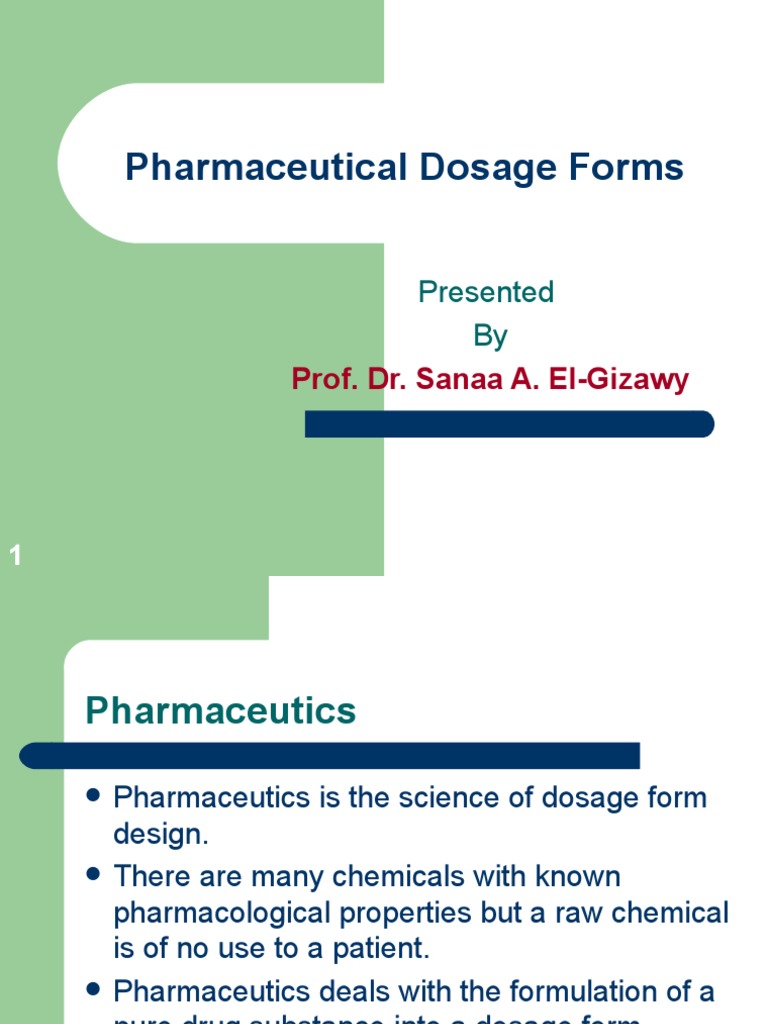1 - Pharmaceutical Dosage Forms | PDF | Medical Prescription ...