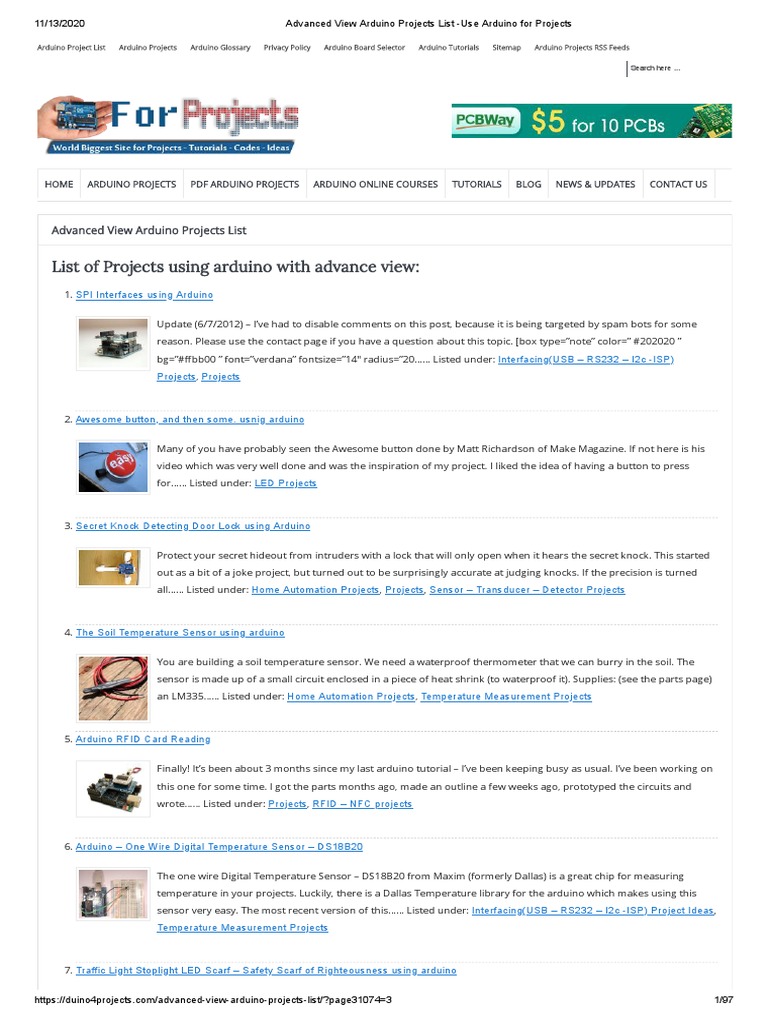Advanced View Arduino Projects List - Use Arduino For Projects | PDF ...