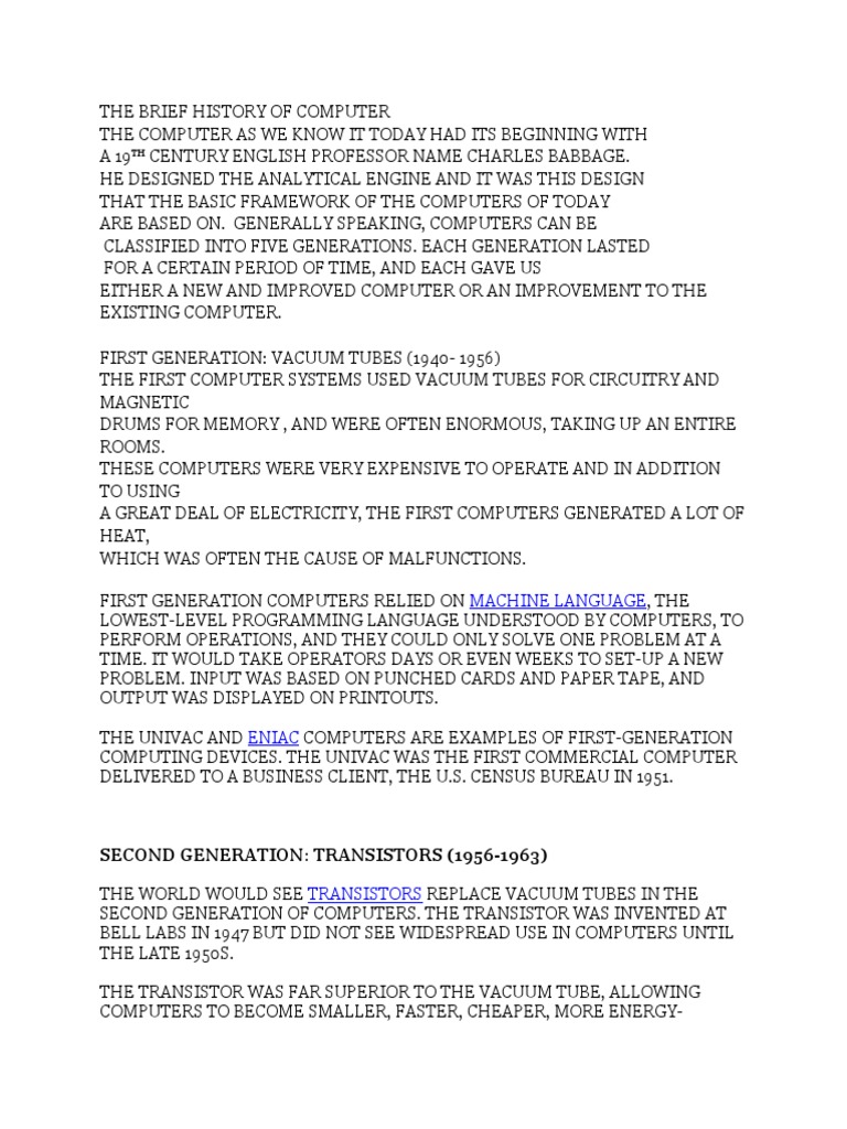 The Brief History of Computer | PDF | Computer Programming | Computer ...