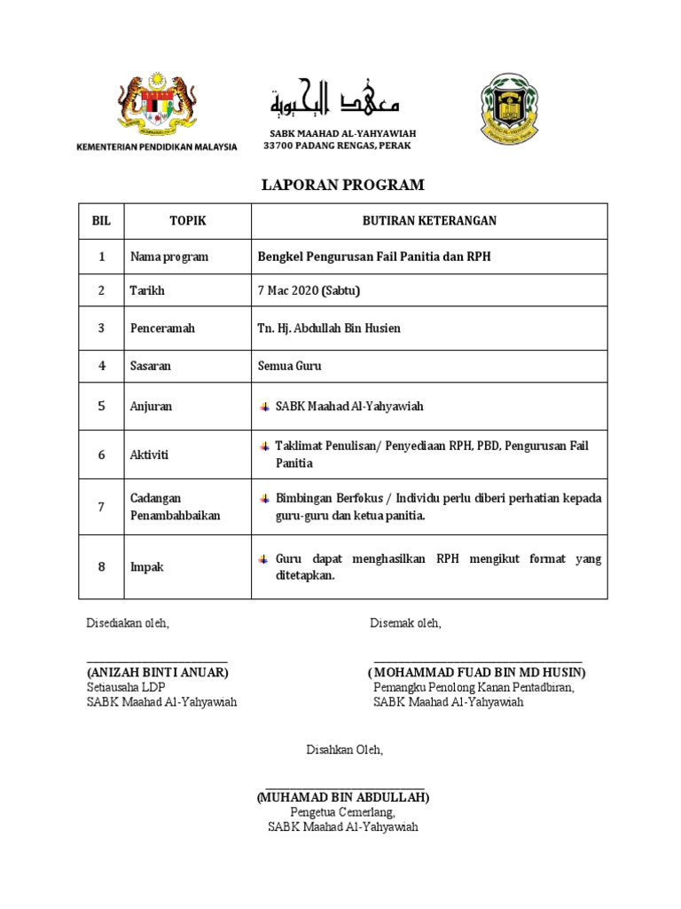 Laporan Ladap Bengkel Penulisan RPH | PDF