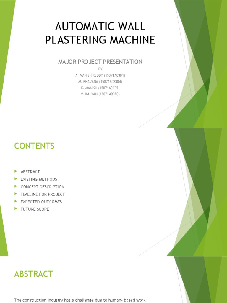 Automatic Wall Plastering Machine | PDF