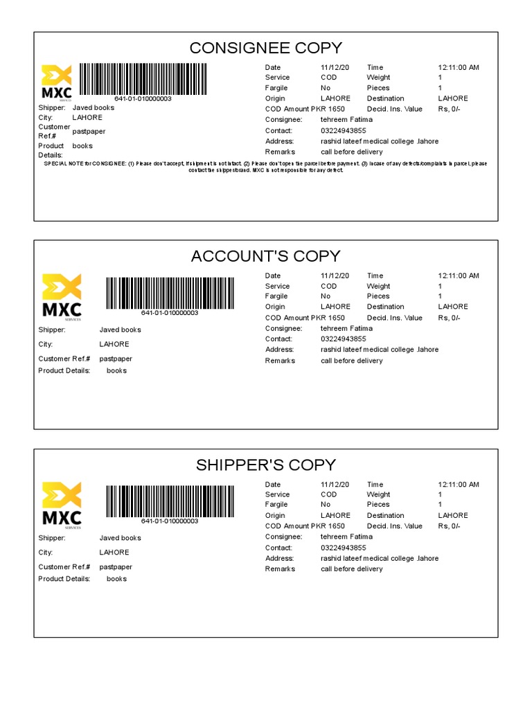Consignee | PDF | Freight Transport | Service Industries