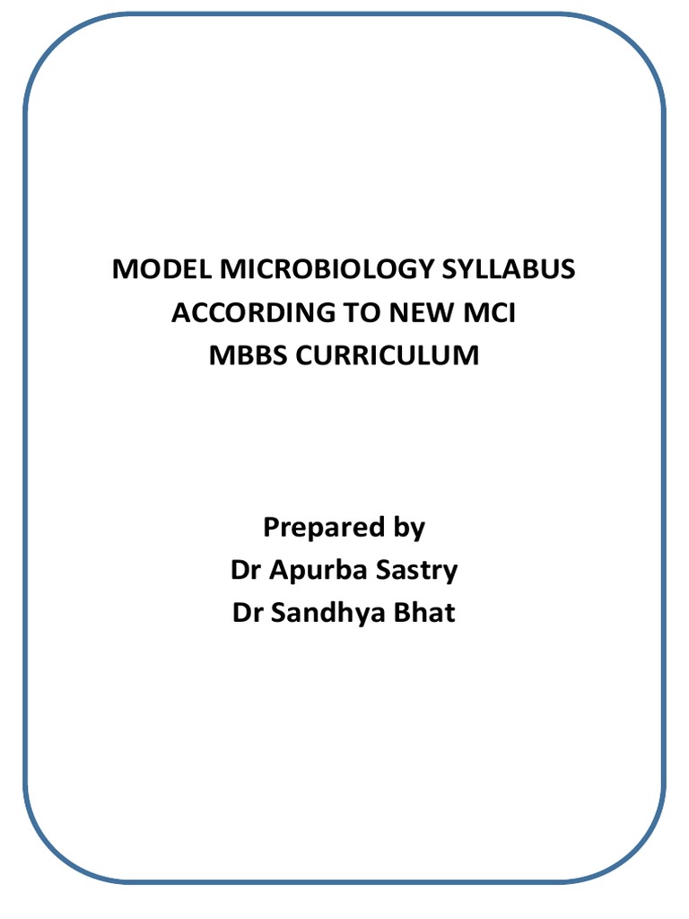 Model MBBS Syllabus (DR Apurba Sastry, DR Sandhya Bhat) PDF | PDF ...