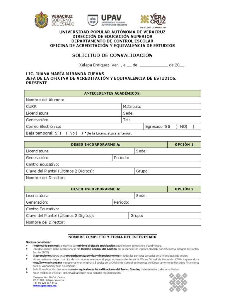 @formato de Convalidación PDF | PDF