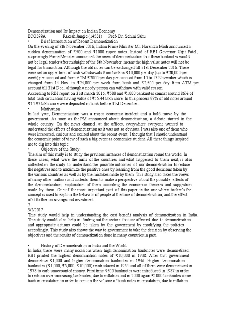 Demonetization Project | PDF | Indian Black Money | Money Supply