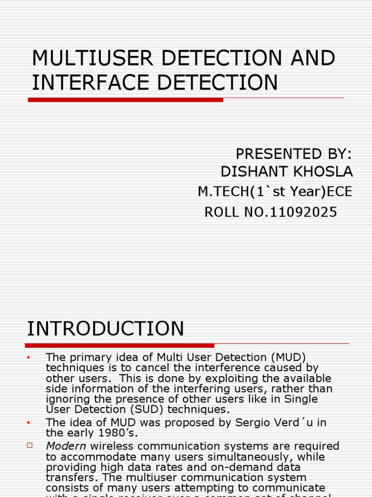 Analysis of Multiuser Detection Techniques for Wireless Communication ...