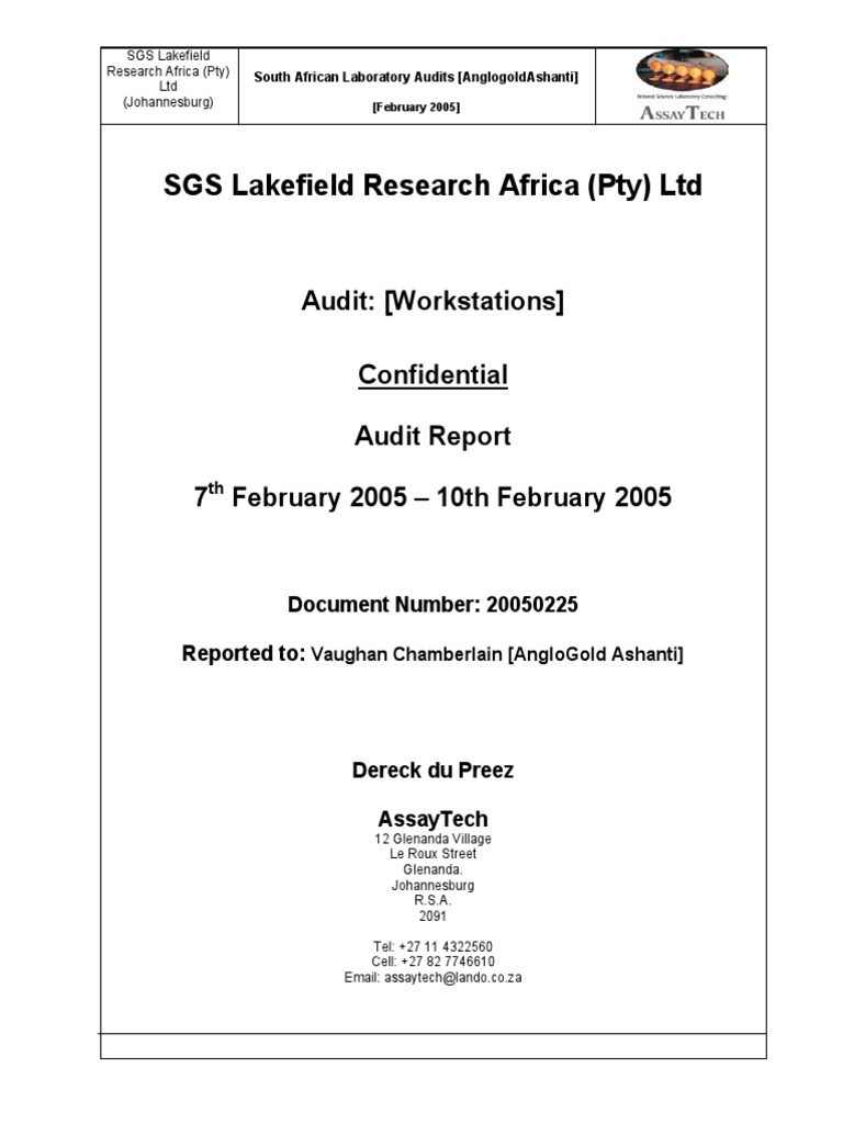 S.A. Audits Final Report (Workstations Lakefield SGS) | PDF ...