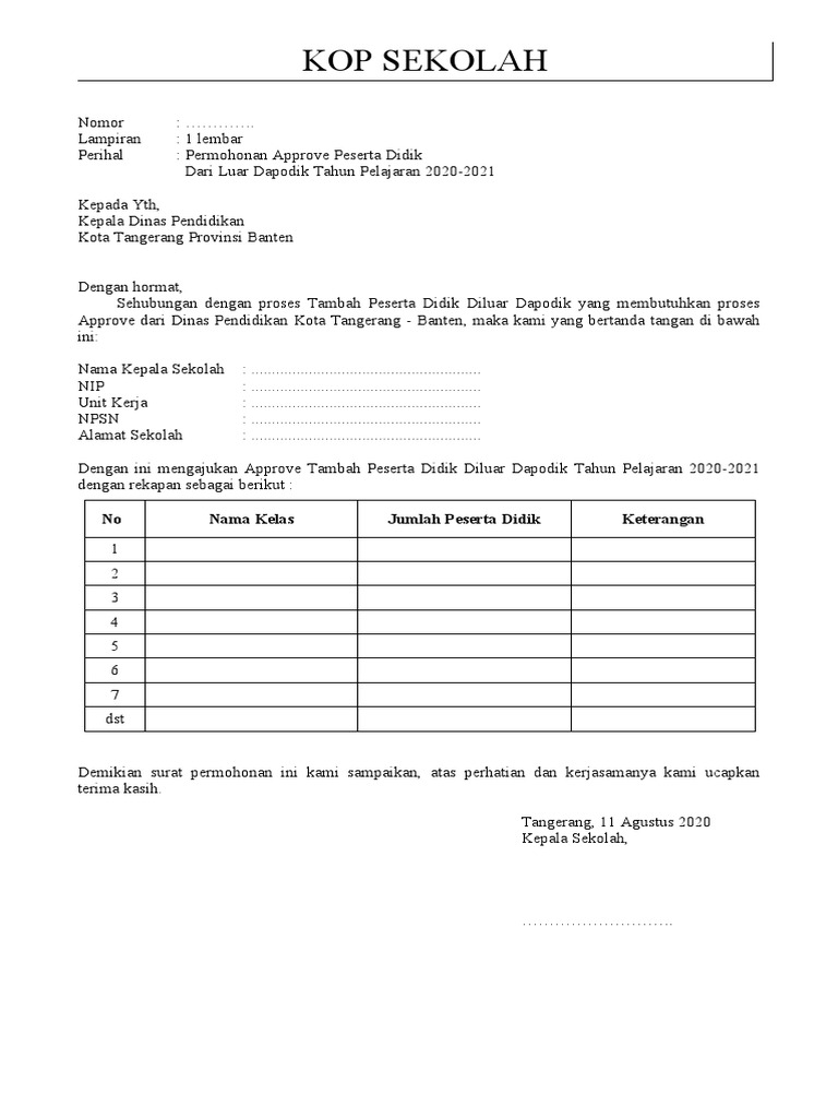 Surat Permohonan Approve Tambah PD 2020 | PDF Surat Permohonan Approve Tambah PD 2020 | PDF