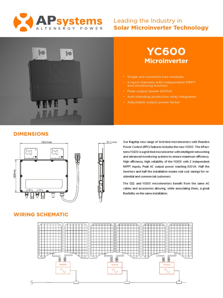 APsystems Datasheet YC600 2019 EN | PDF | Alternating Current ...