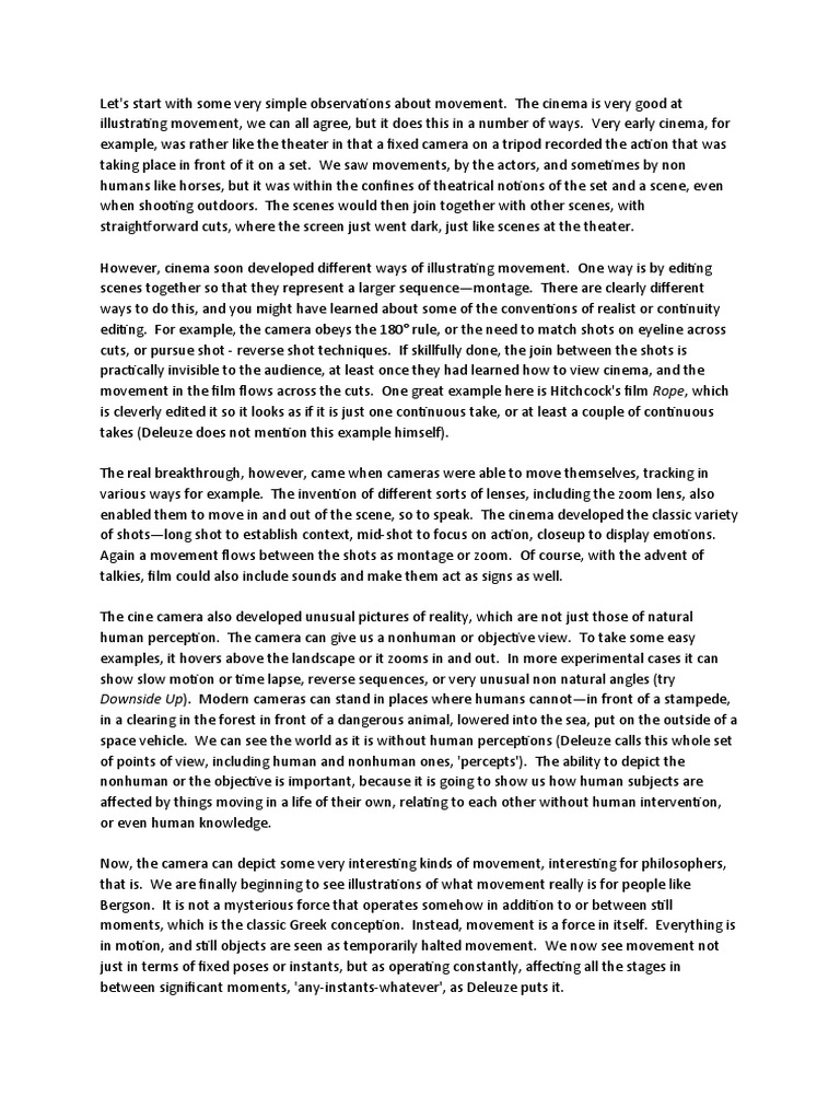 Deleuzian Notes About Cinema | PDF | Movie Theater | Gilles Deleuze