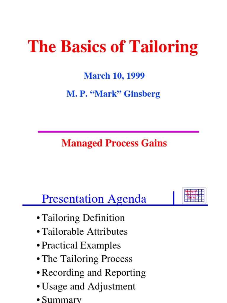 The Basics of Tailoring: Managed Process Gains | PDF | Scope (Computer ...
