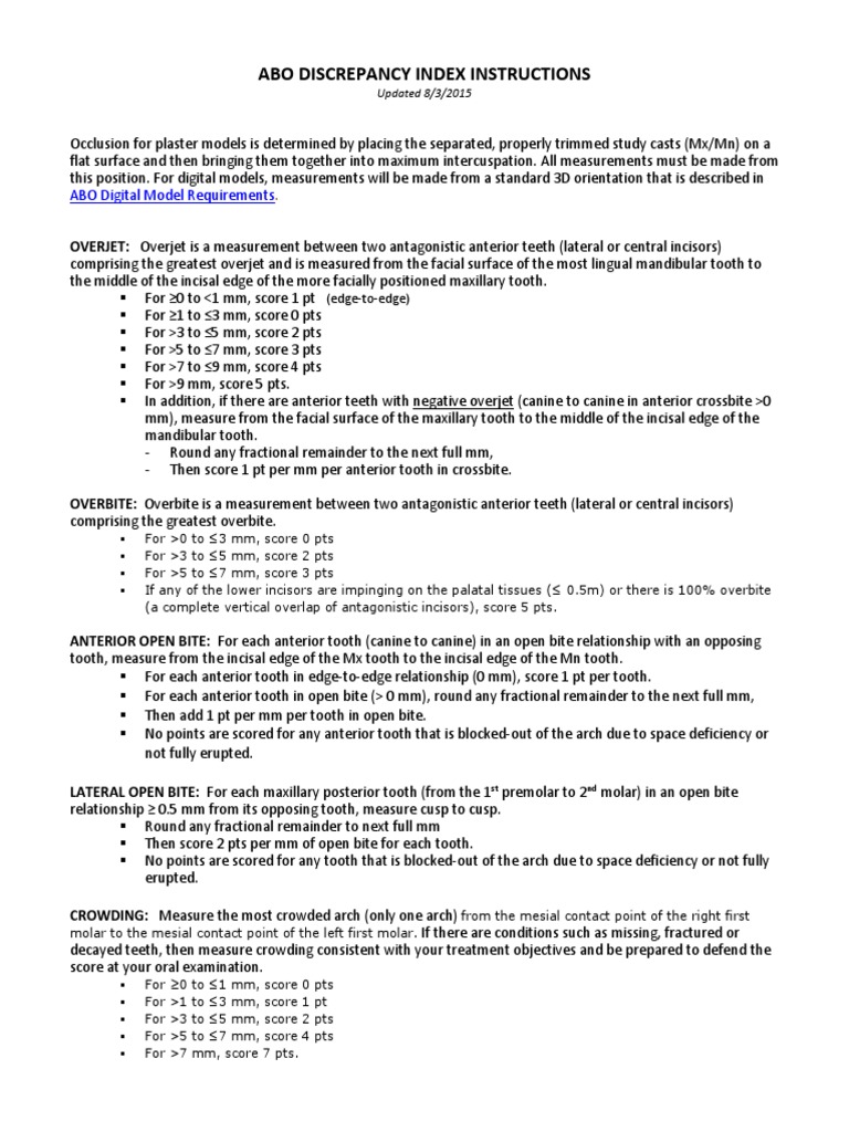 Discrepancia Index Aob | PDF | Tooth | Human Anatomy